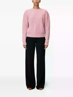 Another Tomorrow Ribbed Cashmere Crew Neck Sweater