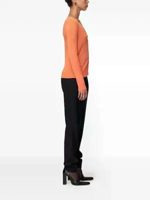 Another Tomorrow Ribbed Knit V-neck Cardigan