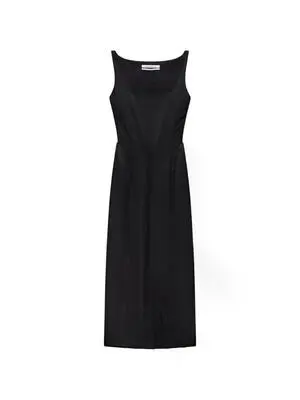 Another Tomorrow Contour Seamed Topstitched Dress - Black