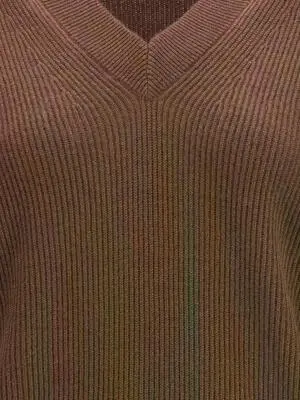 Brunello Cucinelli Ribbed Knit V-neck Sweater
