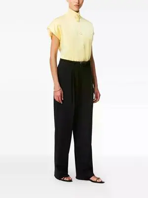 Another Tomorrow Mock-neck Buttoned Top