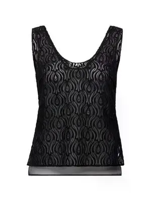 Another Tomorrow Embroidered Silk Organza Top - Black