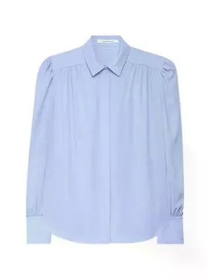 Another Tomorrow Gathered Georgette Blouse - Blue