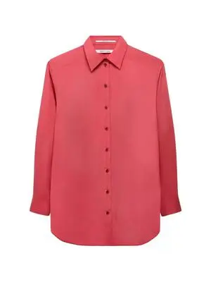 Another Tomorrow Pleat-back Poplin Shirt - Red