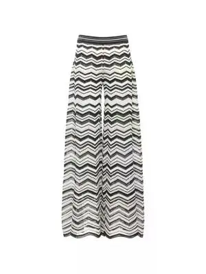 D.exterior Geometric Pattern Lurex Detail Palazzo Pants - Black