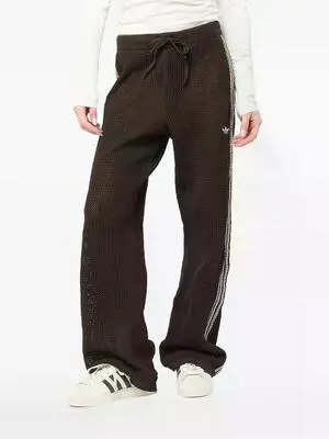 Adidas Mesh-knit Track Pants With Side Stripes - Brown
