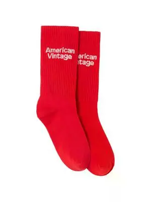 American Vintage Clypsun Ribbed Socks - Red