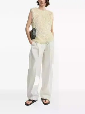 TOTEME Feathered-jersey Sleeveless Top - Neutrals