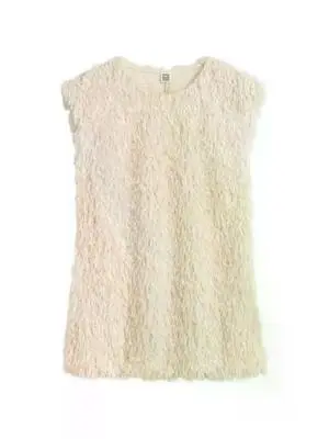 TOTEME Feathered-jersey Sleeveless Top - Neutrals