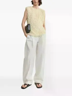 TOTEME Feathered-jersey Sleeveless Top - Neutrals