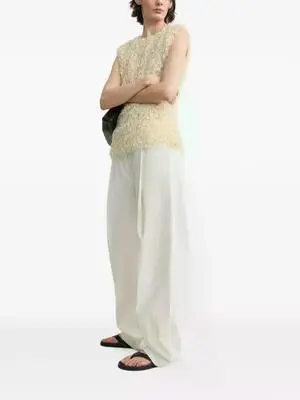 TOTEME Feathered-jersey Sleeveless Top - Neutrals