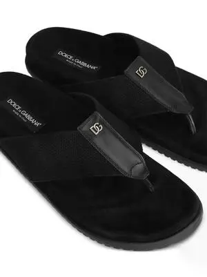 Dolce & Gabbana Logo Plaque Flip Flops - Black