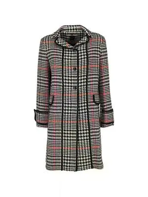 Vintage English Style Patterned Coat - Black