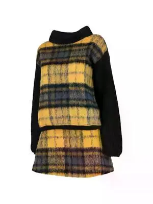 Vintage Jc De Castelbajac Checked Roll-neck Dress