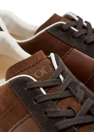TOD'S Panelled Nubuck Sneakers - Brown