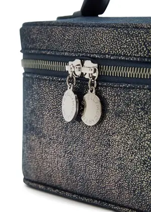 Stella McCartney Falabella Metallic Faux Suede Vanity Case - Navy