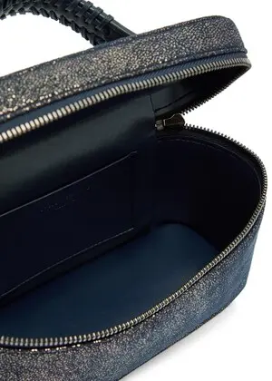 Stella McCartney Falabella Metallic Faux Suede Vanity Case - Navy