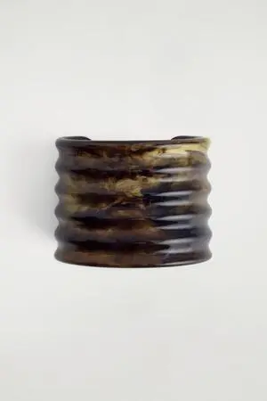 Cos Sculptural Rippled Resin Cuff - Brown