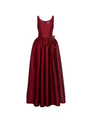 CRISTINA SAVULESCU Floral Appliqué Gown - Red