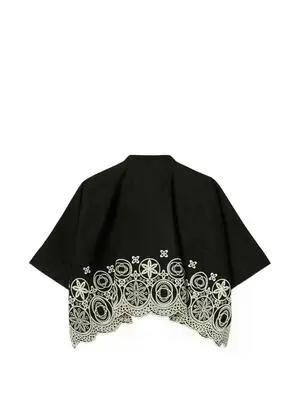 La DoubleJ Sangallo Embroidered Cropped Shirt - Black