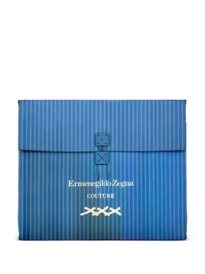 Zegna Pinstripe Logo-print Tote Bag - Blue