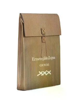Zegna Pinstripe Print Leather Tote Bag