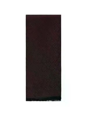 Zegna Geometric-pattern Frayed Scarf - Red