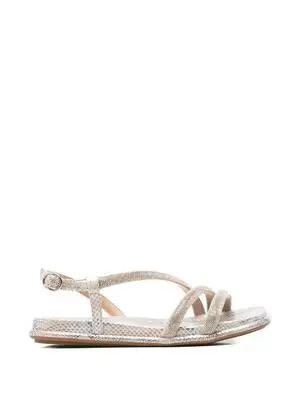 ALMA EN PENA Crystal-embellished Snakeskin-effect Slingback Sandals - Silver