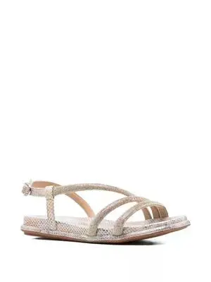ALMA EN PENA Crystal-embellished Snakeskin-effect Slingback Sandals