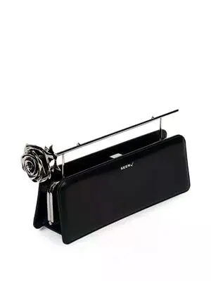 SEEN USERS Rose 11 Floral-detail Clutch Bag - Black