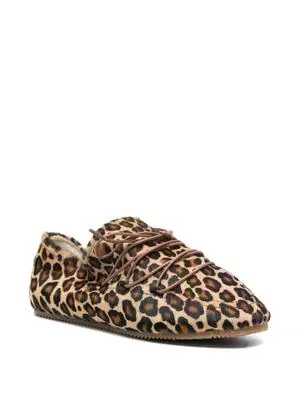 RIEN STUDIO Leopard-print Calf-hair Lace-up Sneakers
