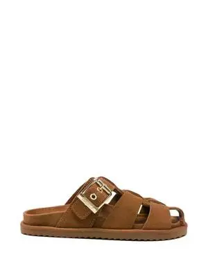 COLORS OF CALIFORNIA Buckle-fastening Suede Caged Sandals - Brown