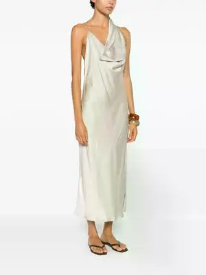 NINEMINUTES Cowl Neck Backless Midi Dress - Neutrals