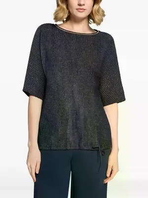 BETTY BARCLAY Open-knit Metallic Thread Sweater - Blue