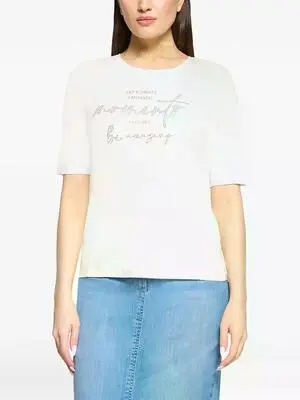 BETTY BARCLAY Rhinestone Embellished Slogan Print T-shirt