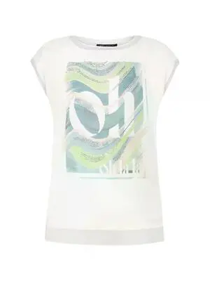 BETTY BARCLAY Graphic Print Rhinestone Embellished Top - Neutrals