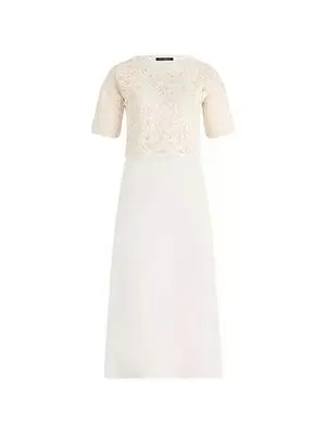 BETTY BARCLAY Lace-overlay Short-sleeve Dress - Neutrals