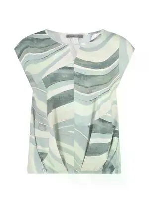 BETTY BARCLAY Abstract Print Gathered Top - Blue