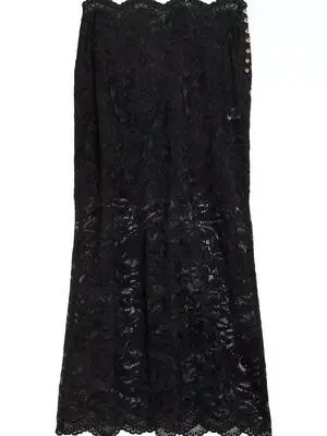 Rabanne Lace-overlay Button-detail Midi Skirt