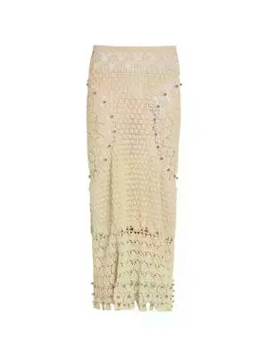 Rabanne Embellished Crochet Maxi Skirt - Neutrals