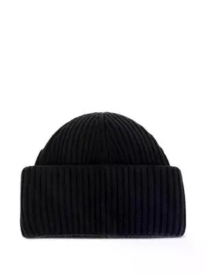 Canada Goose Logo Patch Ribbed-knit Beanie Hat - Black