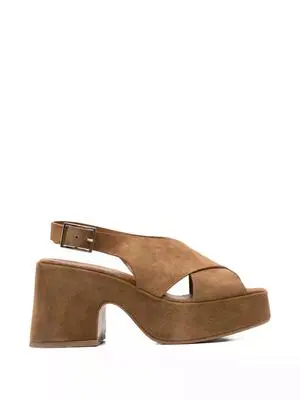 CURIOSITÈ Crossover-strap Platform Sandals - Brown