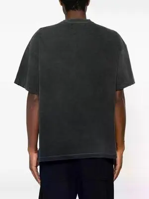 SATOSHI NAKAMOTO Crystal-embellished Distressed-effect T-shirt