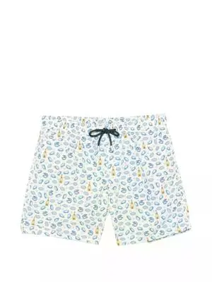 MC2 SAINT BARTH Drawstring Swim Shorts With Oyster Print - Neutrals