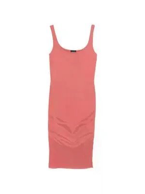 Just Cavalli Scoop Neck Perforated Detail Midi Dress - Pink