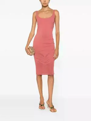 Just Cavalli Scoop Neck Perforated Detail Midi Dress