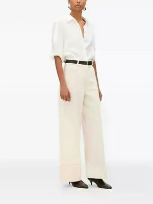 Another Tomorrow Wide Cuffed Hem Jeans
