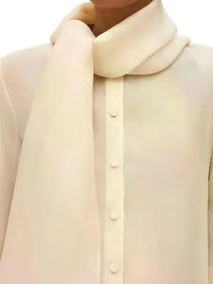 Another Tomorrow Detachable Scarf Shirt - Neutrals