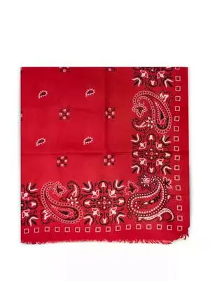 Manipuri Bandana-print Frayed Scarf - Red