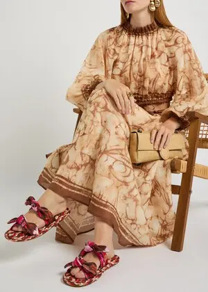 Zimmermann Carousel Printed Raffia Sliders
